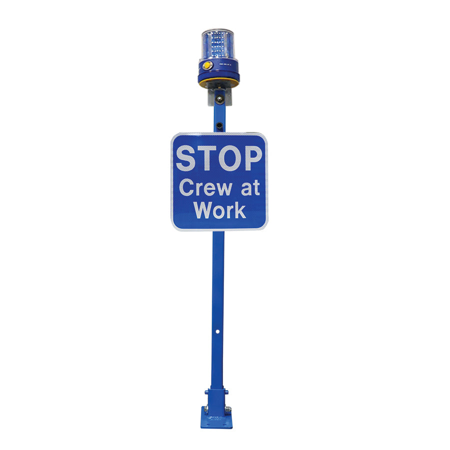 Heavy Duty Blue Flag with 12x12 Blue sign Stop men at work, HIP reflec ...