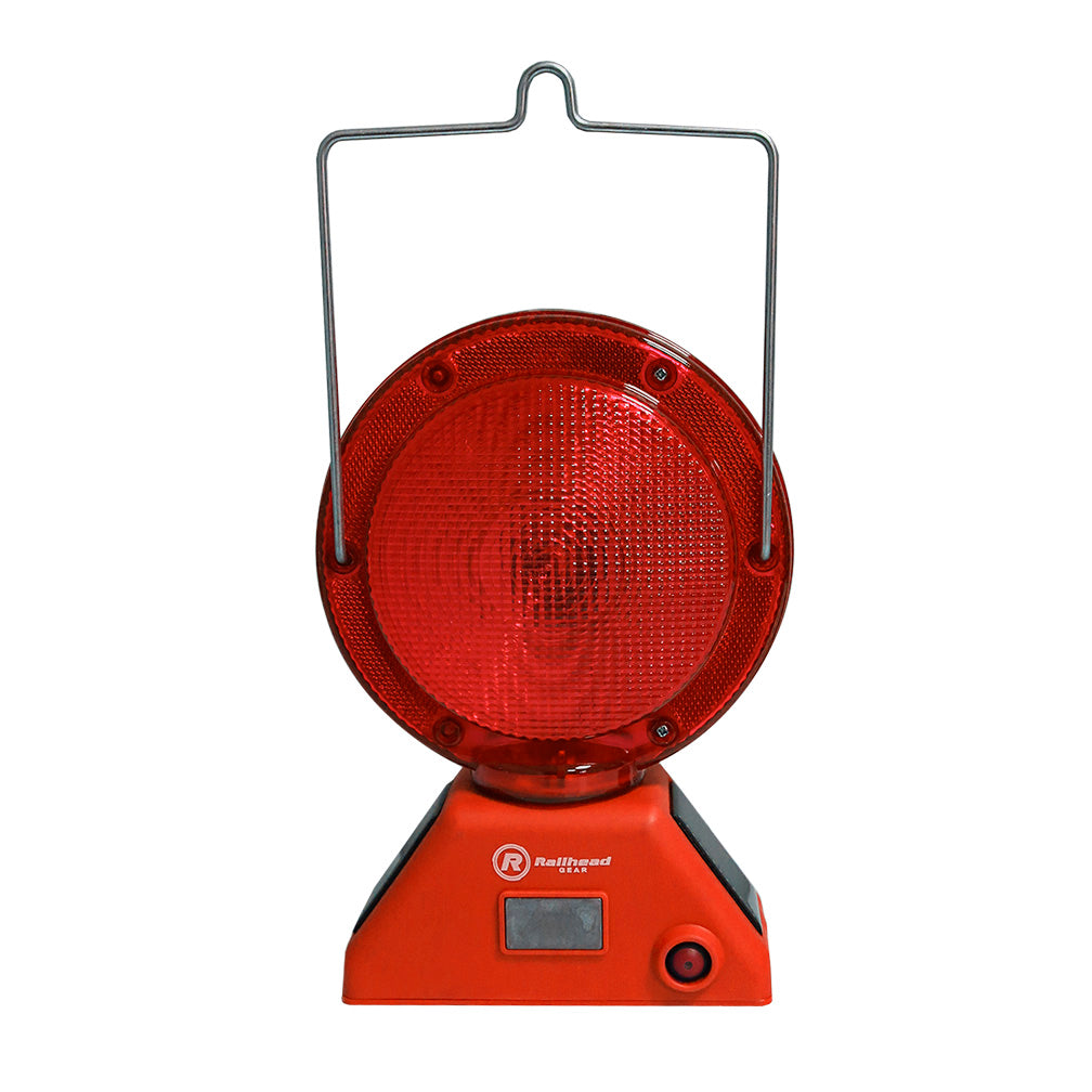 Red 4 LED Solar barricade light photo cell, tilt switch, handle & S Ho ...
