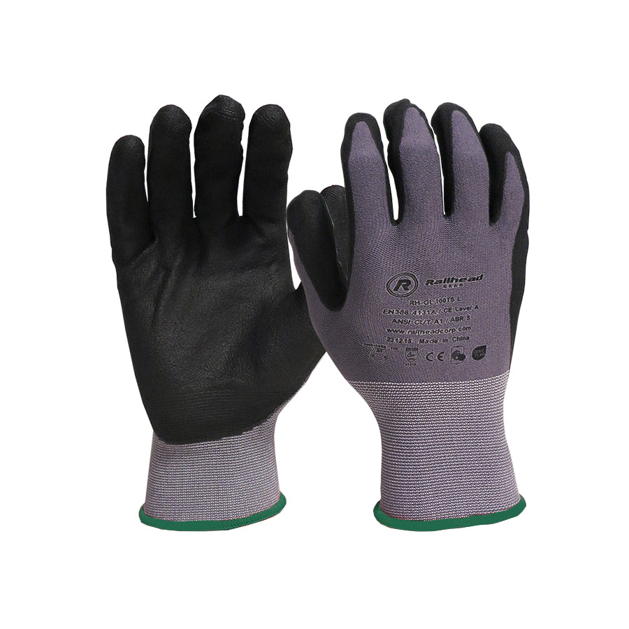 Medium green cuff RailFlex 100 microfoam Nitrile gloves with touchscre ...